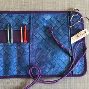 XL Crochet Hook Case W/inlaid Zip Panel, Crochet Organizer Storage Case ...