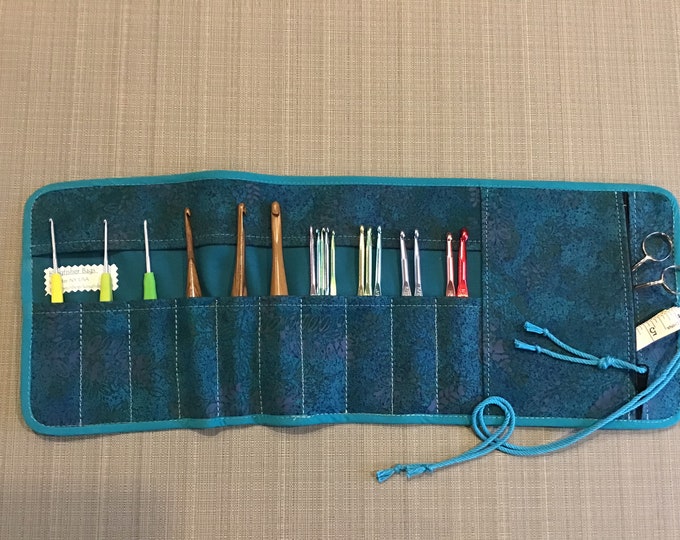 XL Crochet Hook Case W/inlaid Zip Panel, Crochet Organizer Storage Case ...