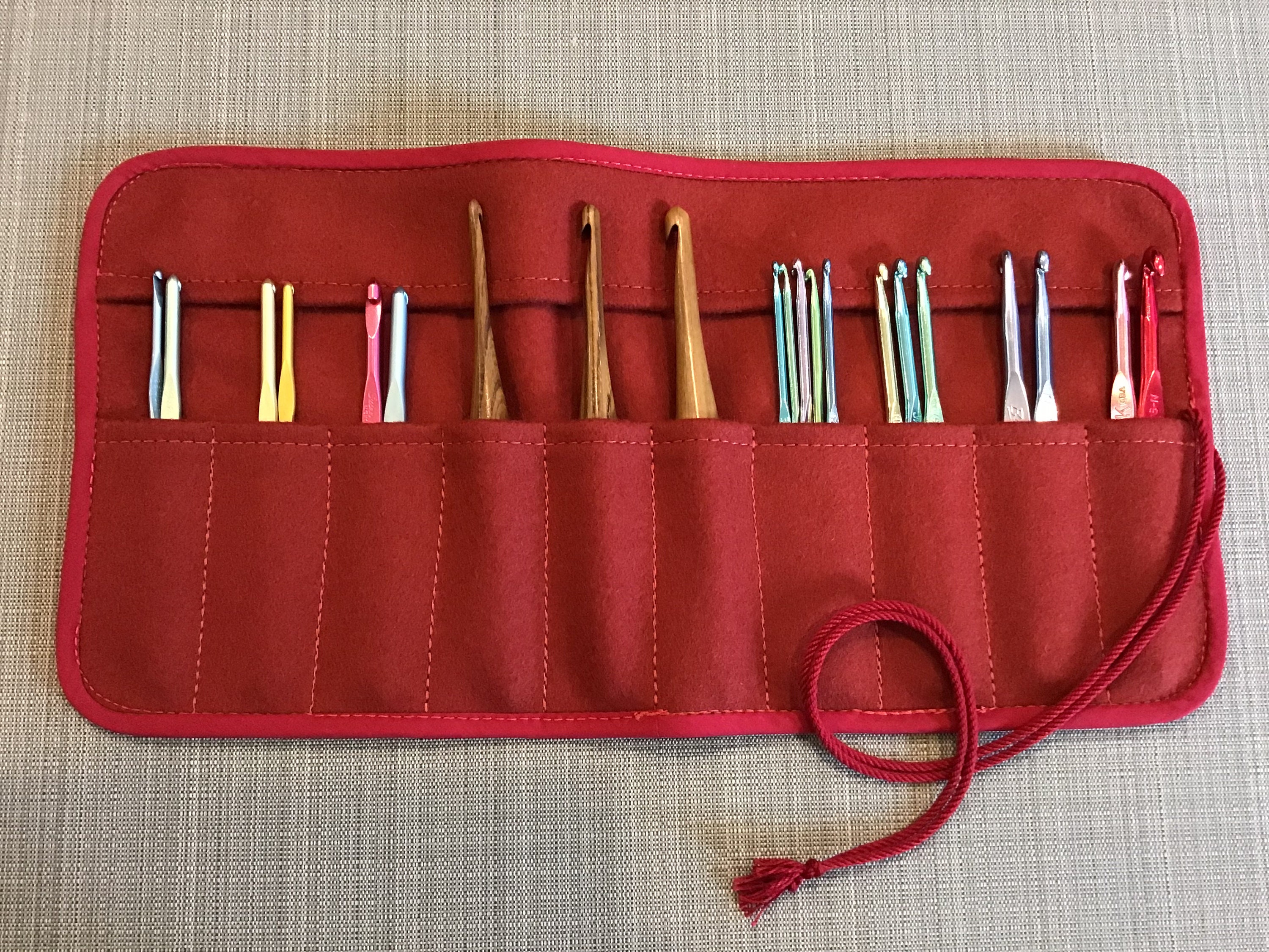 WOOL ~ Extra Large 10-slot Crochet Hook Case, Crochet Organizer Storage ...