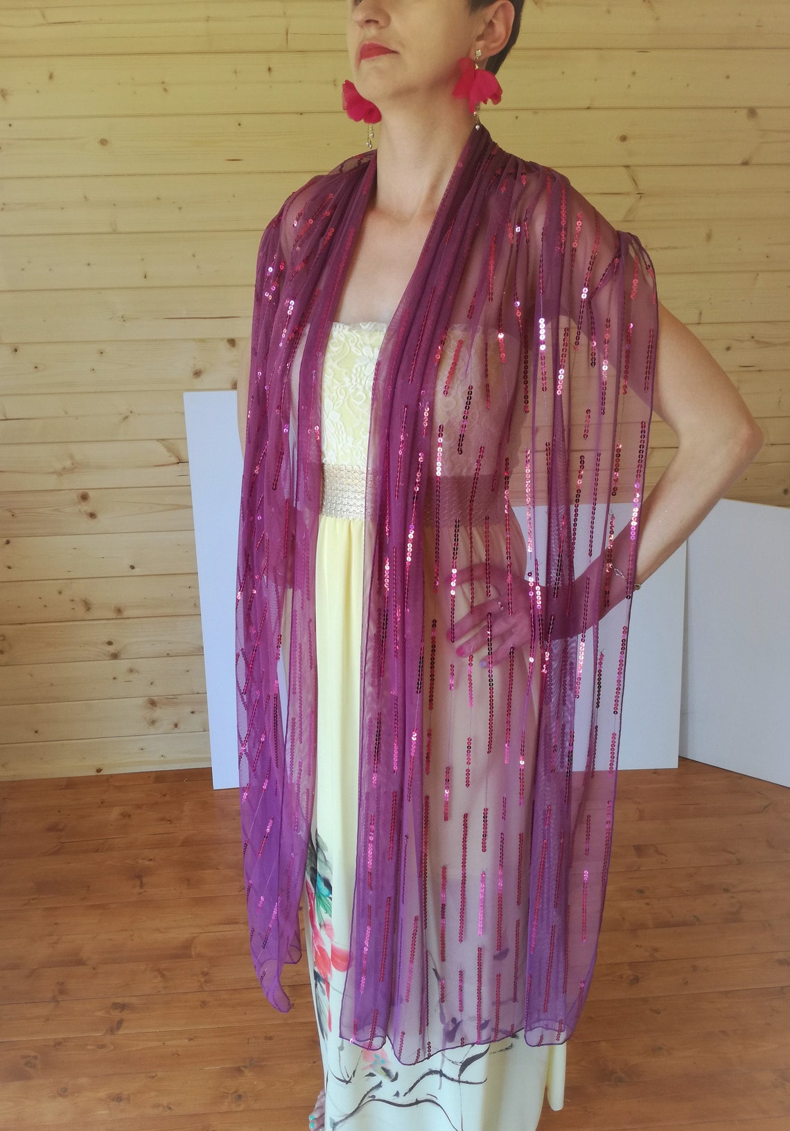 Tulle Shawl Shawl With Sequins Bridesmaid Shawl - Etsy