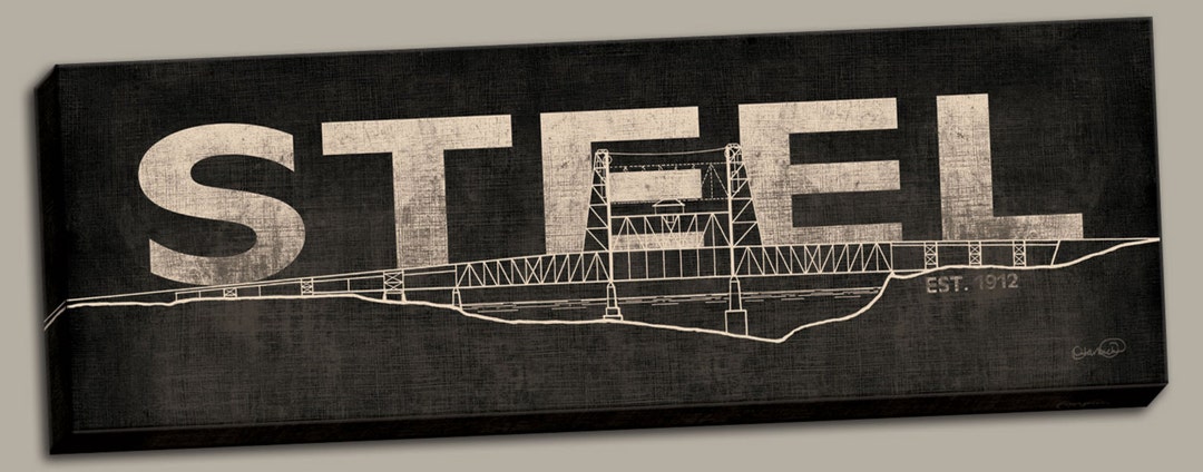 Portland Oregon Steel Bridge Canvas Print Sign; One 24" X 8" X 1.5 ...