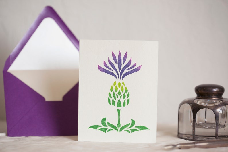 Scottish Thistle - Hand Printed Card - Keepsake - Custom Lined Envelope ...
