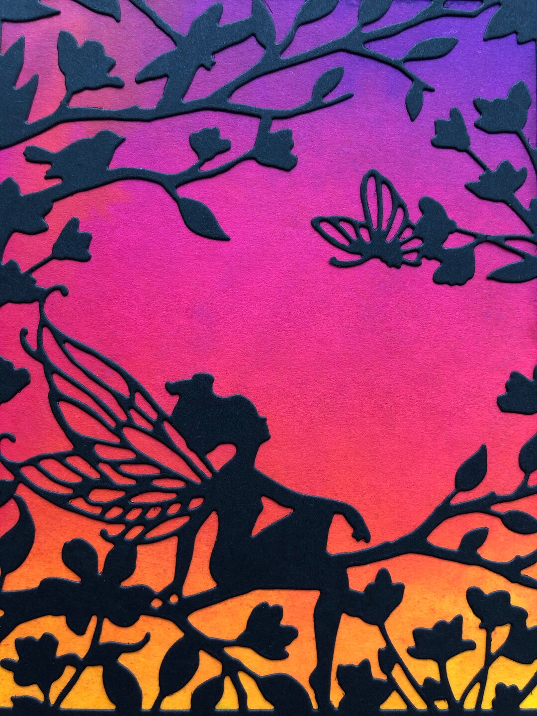 Fairy Sunset - Handmade Card - Keepsake - Custom Lined Envelope - A2 (4 ...