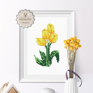 Tulips Cross Stitch Pattern, Flower Cross Stitch Instant Download ...