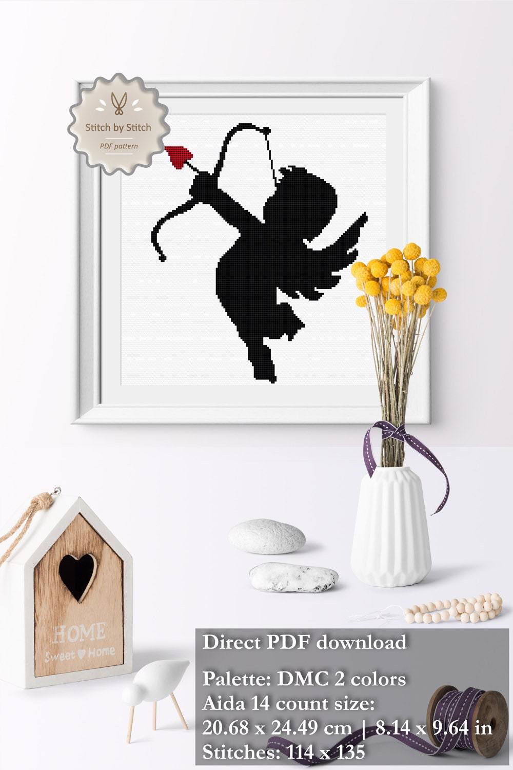 Cupid Cross Stitch Pattern, Love Cross Stitch Pattern, Easy Cross ...