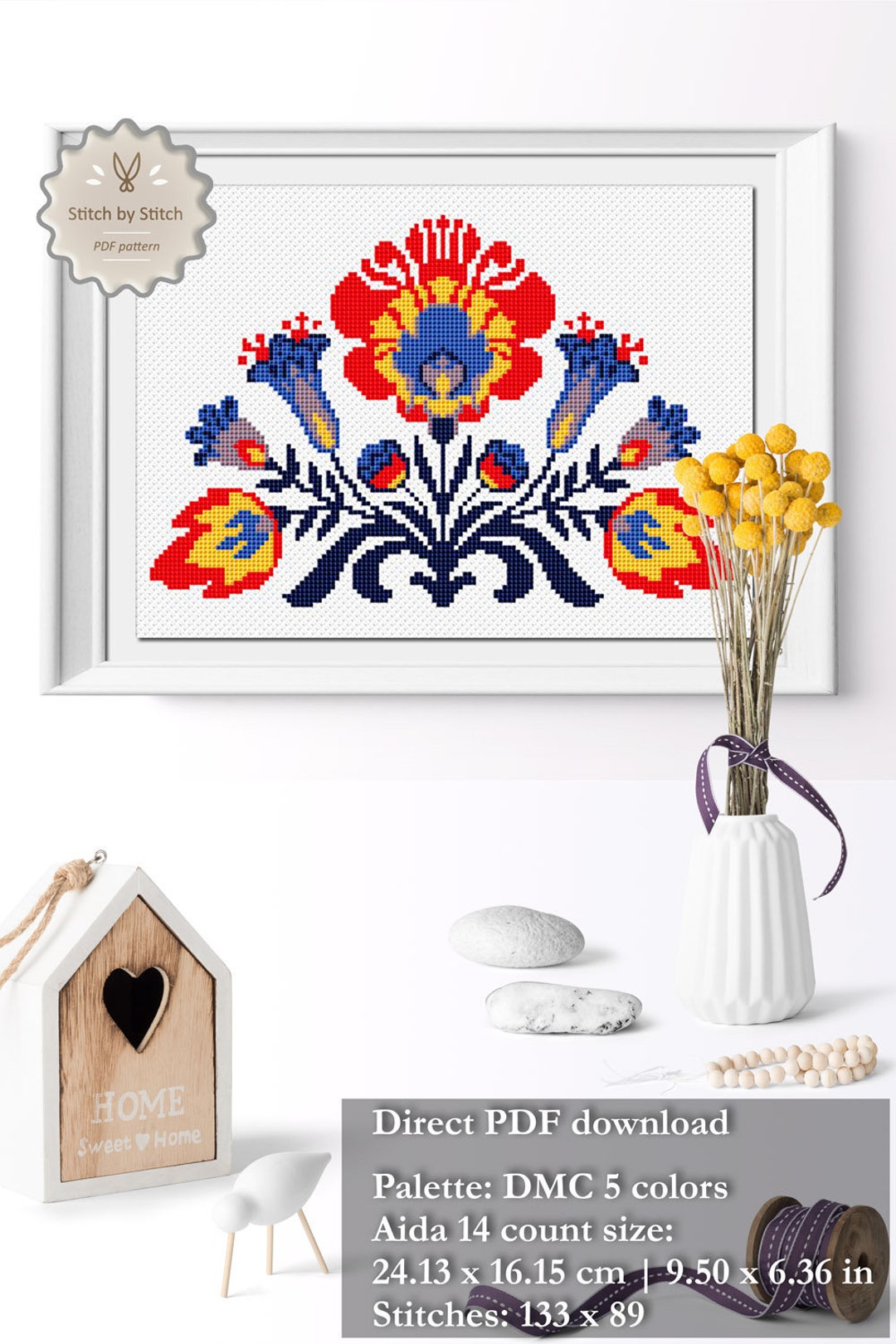 Polish Ornament Cross Stitch Pattern, Counted Cross Stitch, Folk Cross ...