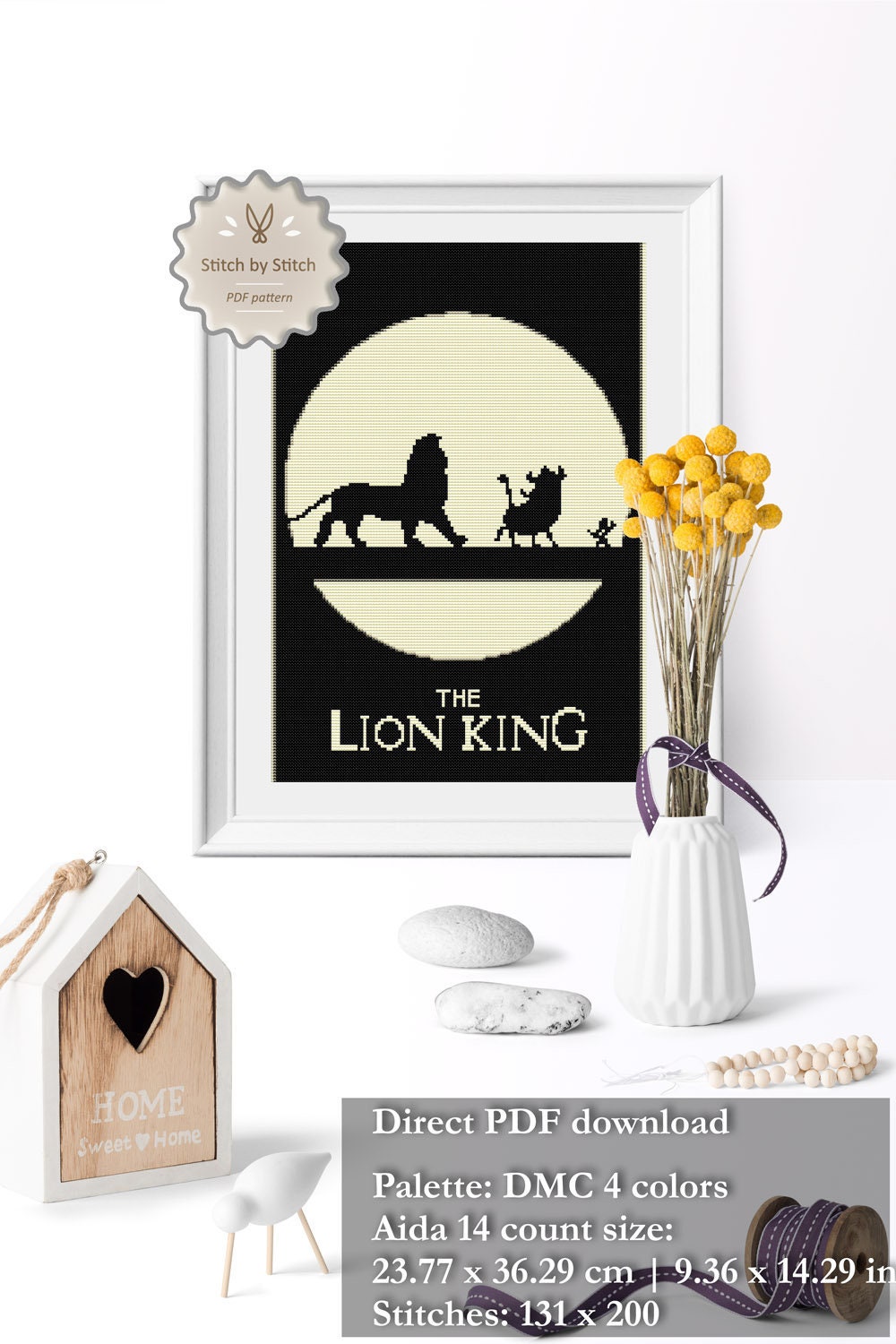 Lion King Cross Stitch Pattern, Simba Cross Stitch, Easy Cross Stitch ...