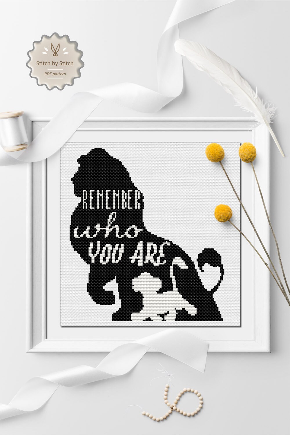 Lion King Cross Stitch Pattern, Simba Cross Stitch, Easy Cross Stitch ...