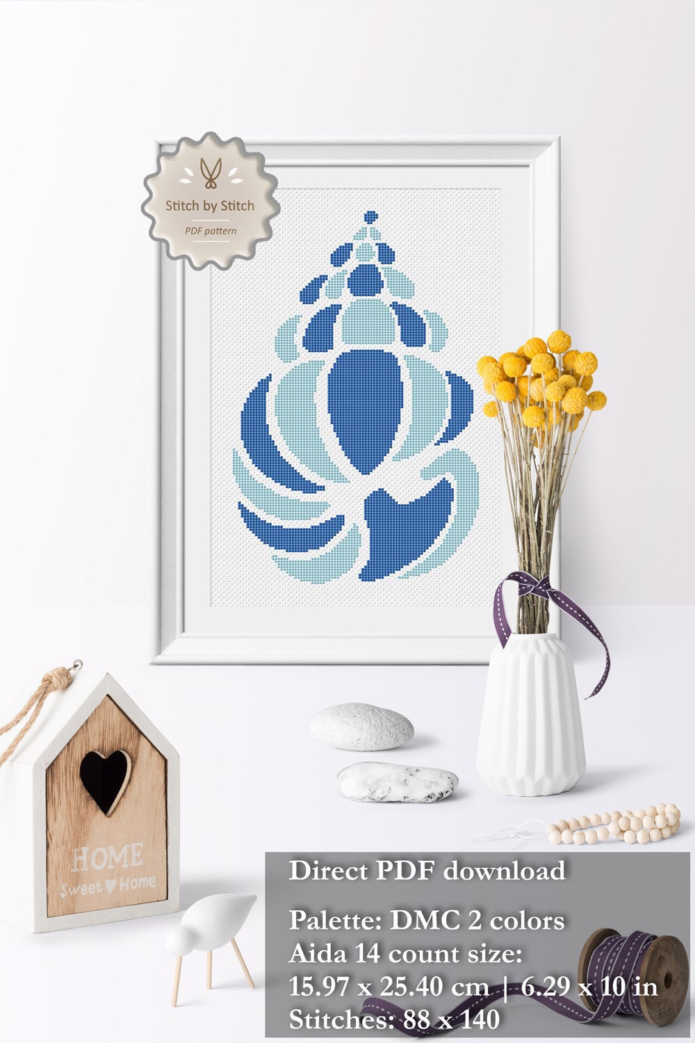 Seashell Modern Cross Stitch Pattern Sea Life Modern Nursery - Etsy
