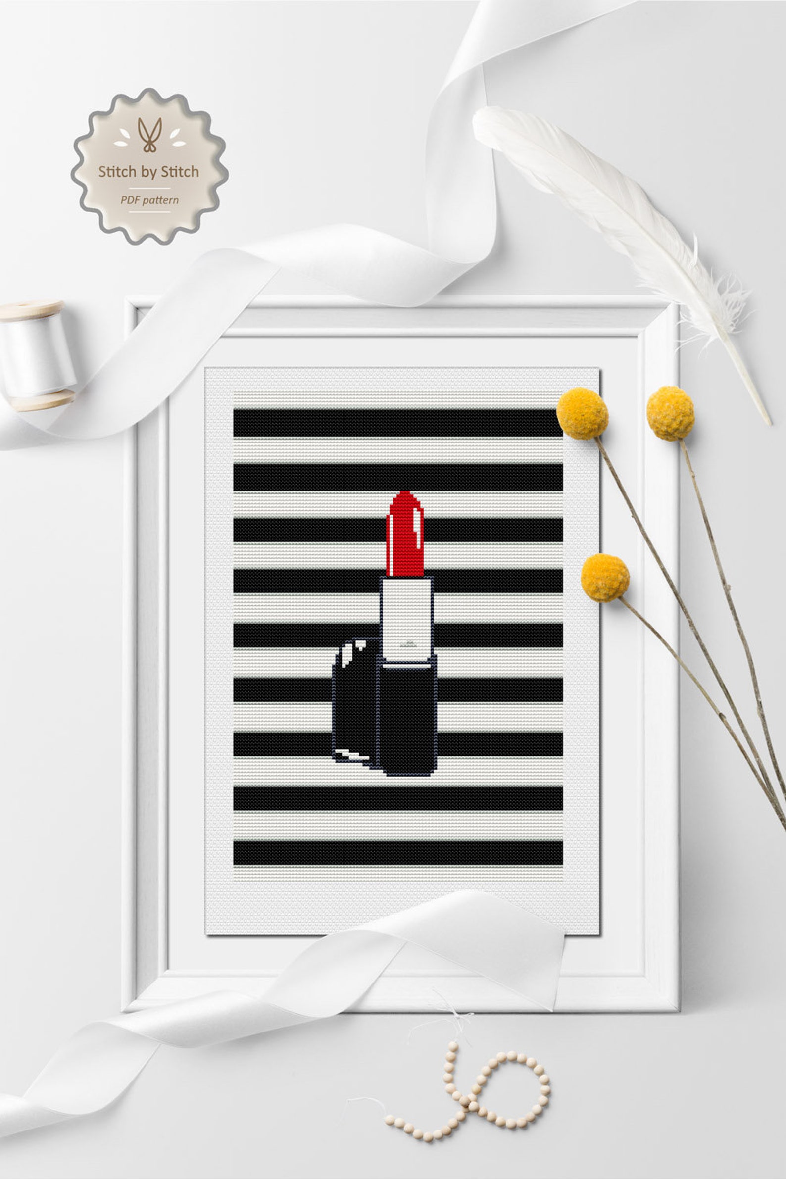 Lipstick Cross Stitch Pattern Fashion Counted Cross Stitch | Etsy