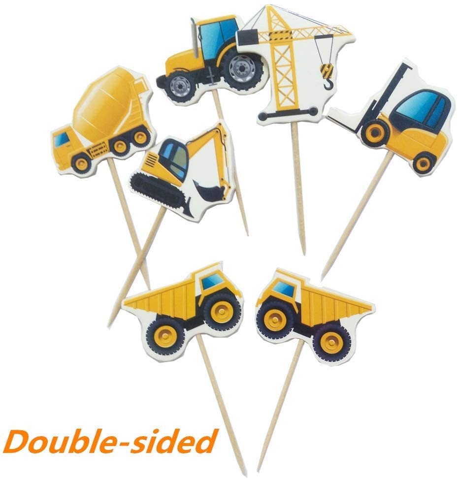 Construction Cupcake Toppers Dump Truck Tractor Excavator Car | Etsy