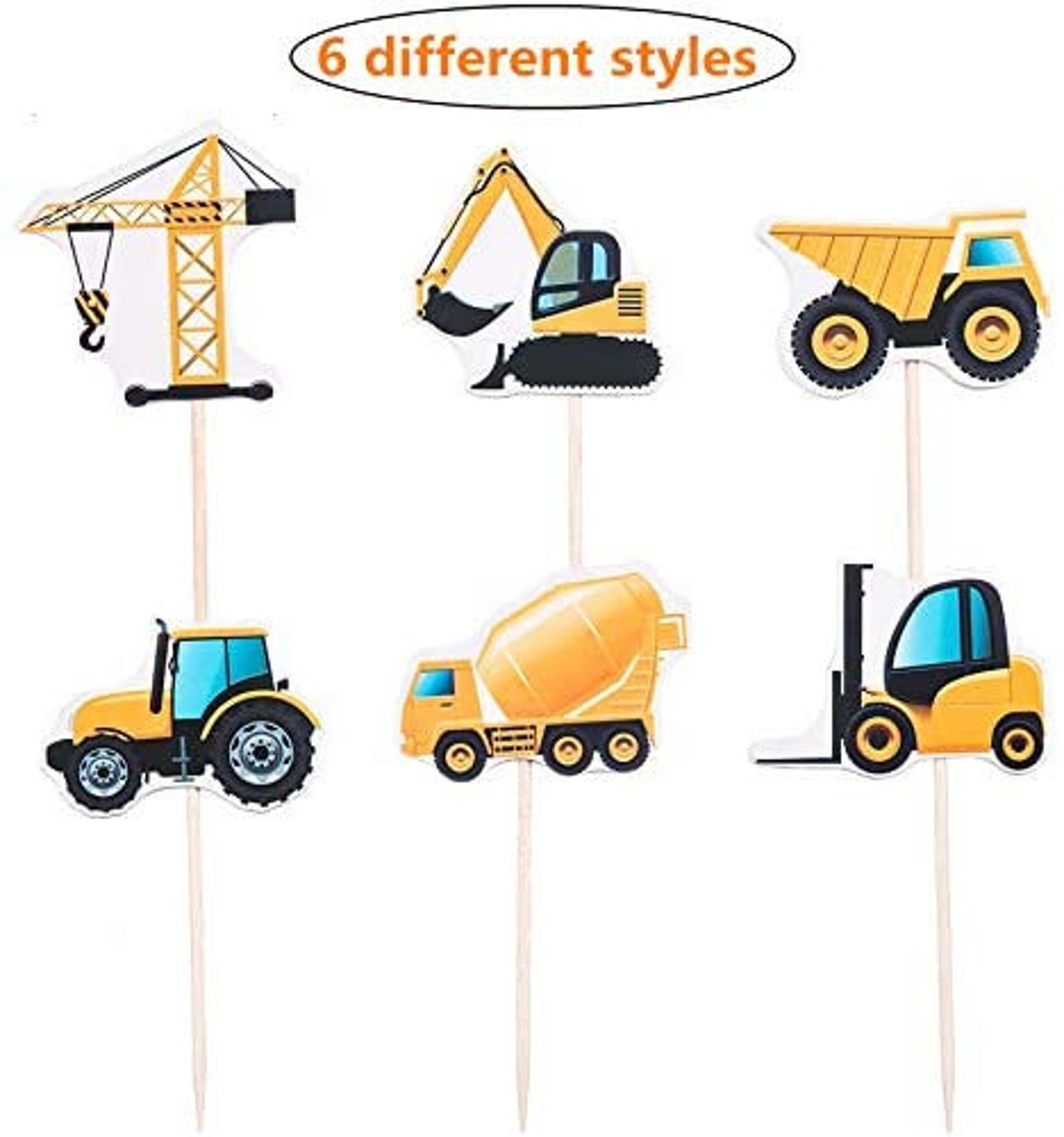 Construction Cupcake Toppers Dump Truck Tractor Excavator Car | Etsy