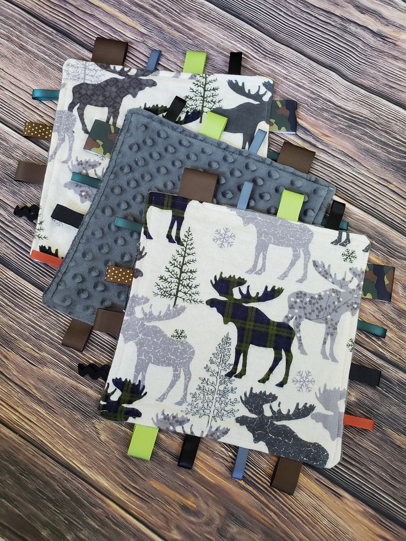 Moose Baby Tag Blanket - Etsy