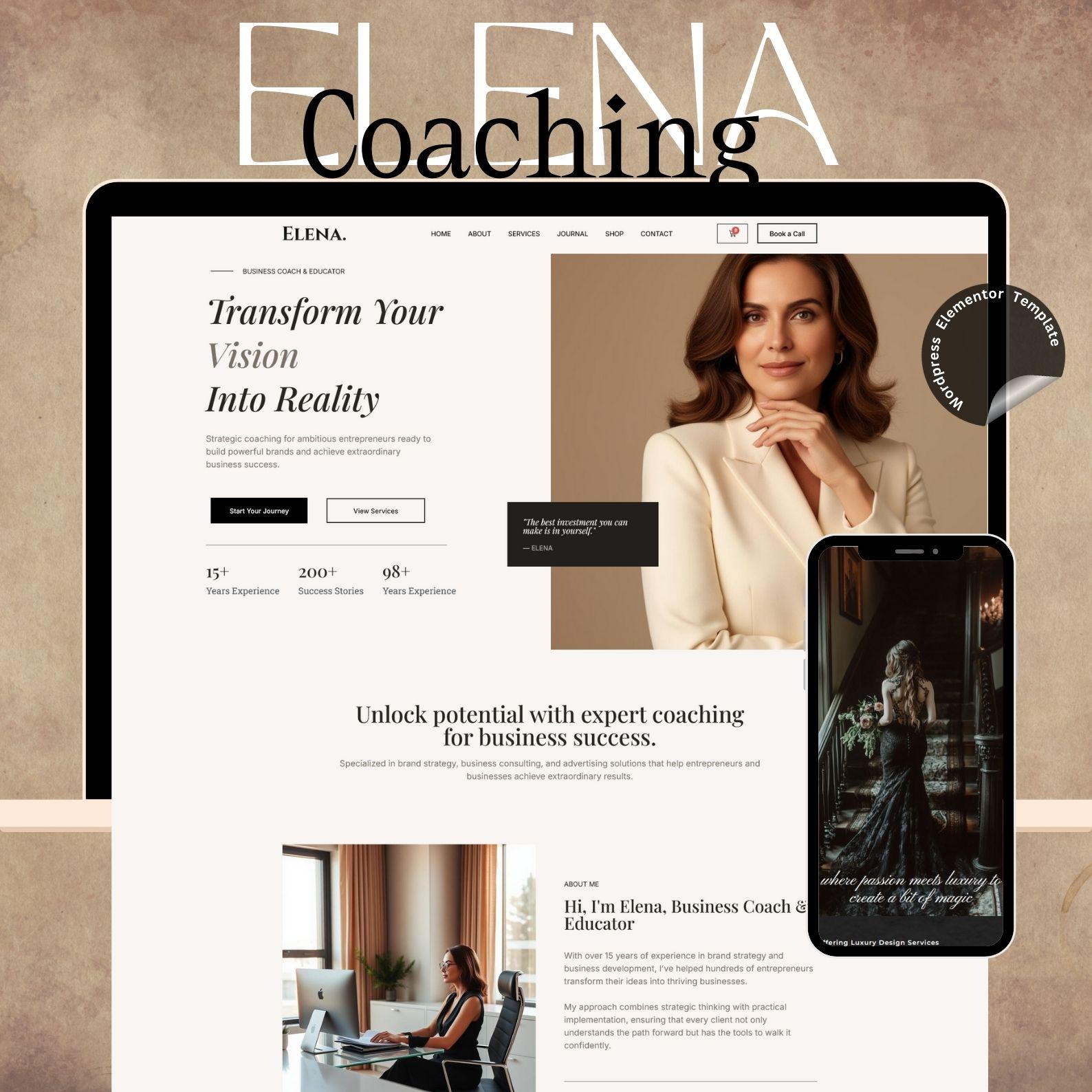 Elena Wordpress Theme | Elementor Pro Coaching & Entrepreneur Website ...