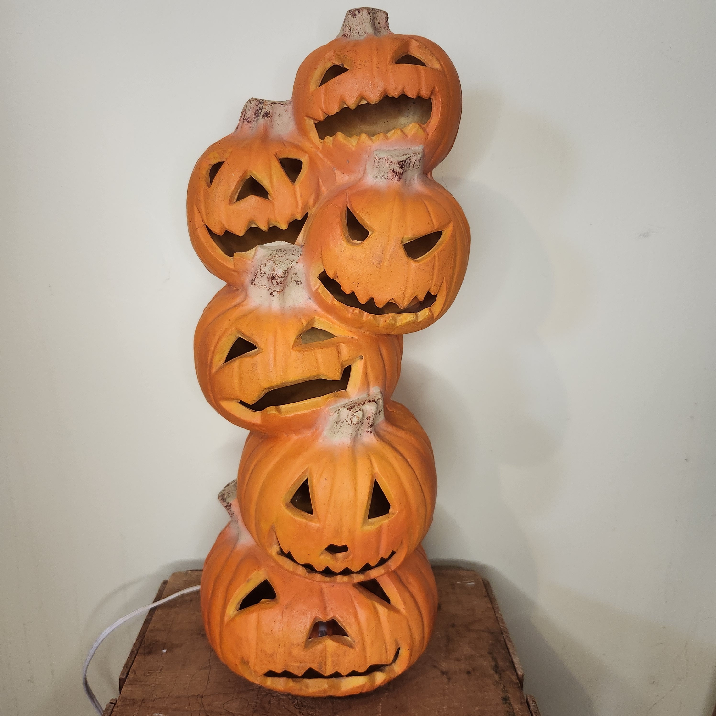 TRENDMASTERS Stacked Foam Light-up Pumpkins 18 Halloween Decor 1993 VTG ...