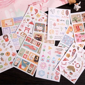 Retro Japan Stickers Box Fuji Little Sticker Ukiyo-e - Etsy