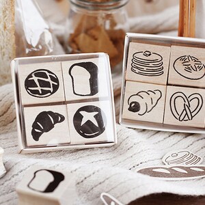 Bakery Wooden Stamp Set Bread Stamp Croissant Stamp Wood Rubber Seal ...