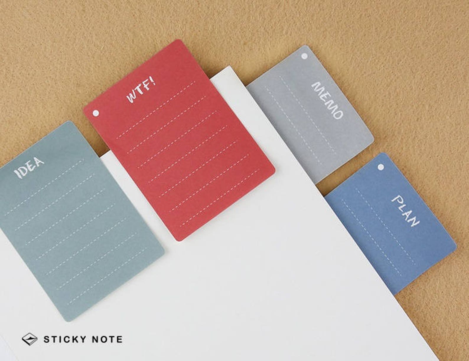 Four Colors Sticky Notes Set Idea Memo Note WTF Sticky | Etsy