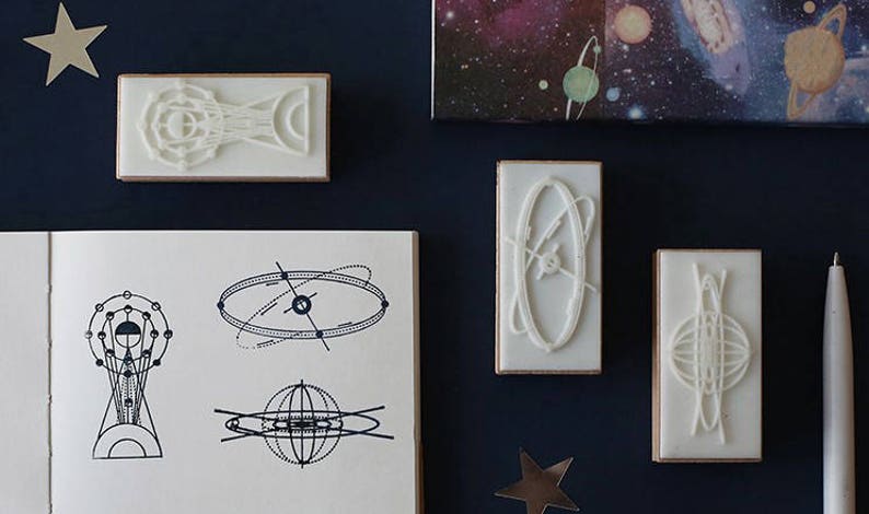 Galaxy Wooden Stamp Set Stars Stamp Universe Stamp Wood | Etsy