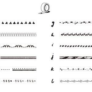 Black & White Border Washi Tape Collection Slim Functional Pattern ...