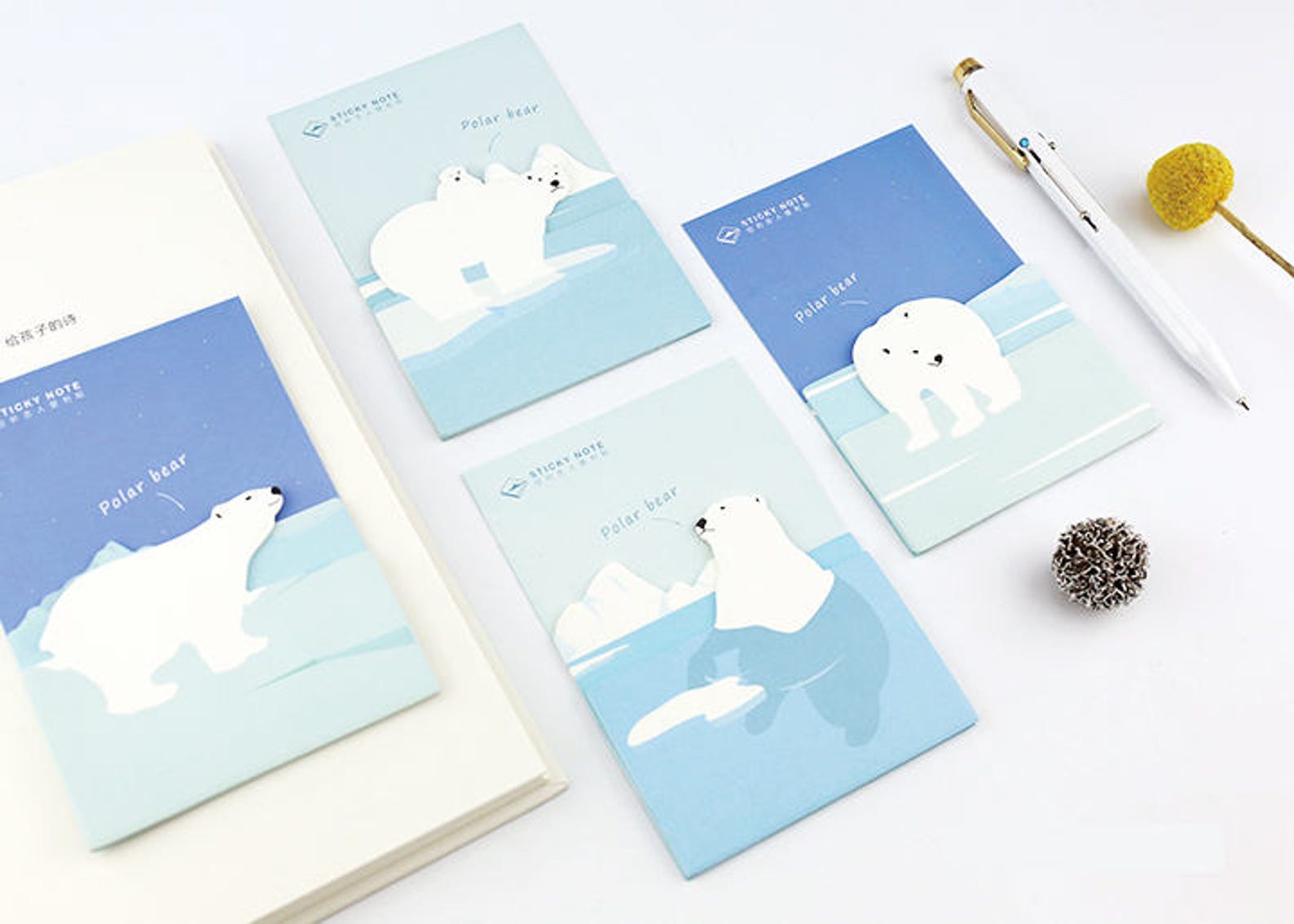Polar Bear Sticky Notes Bear Memo Notes Cute Animal Sticky | Etsy UK