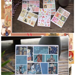 Retro Japan Stickers Box Fuji Little Sticker Ukiyo-e - Etsy