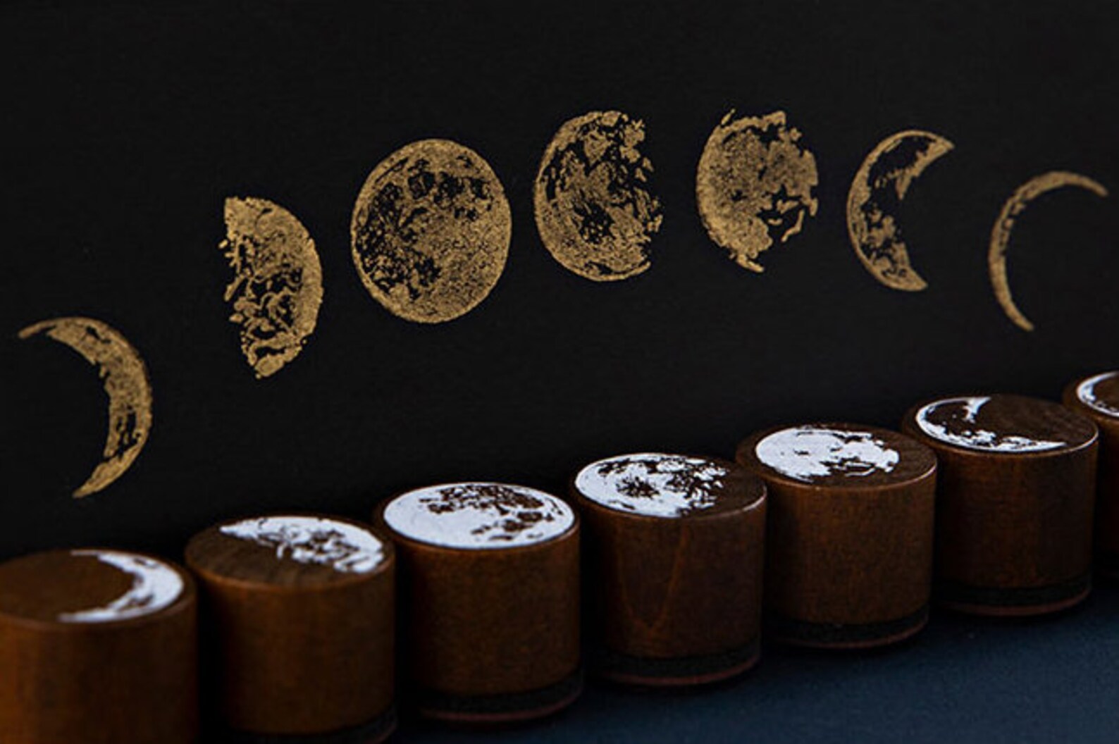 Moon Phase Wooden Stamp Set Moon Stamp Universe Stamp | Etsy