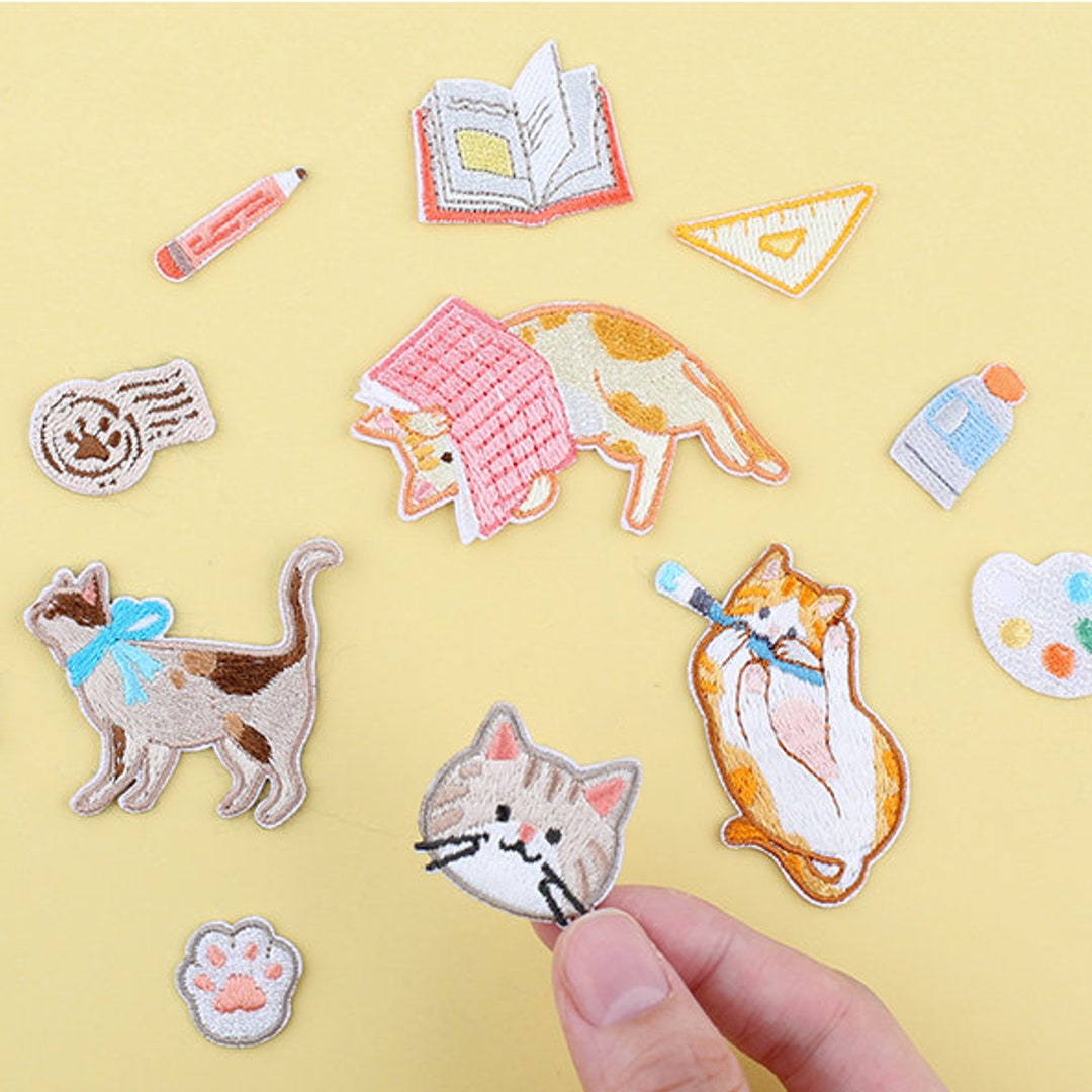 Cute Cat Embroidery Cloth Stickers Set Meow Patch Hand - Etsy