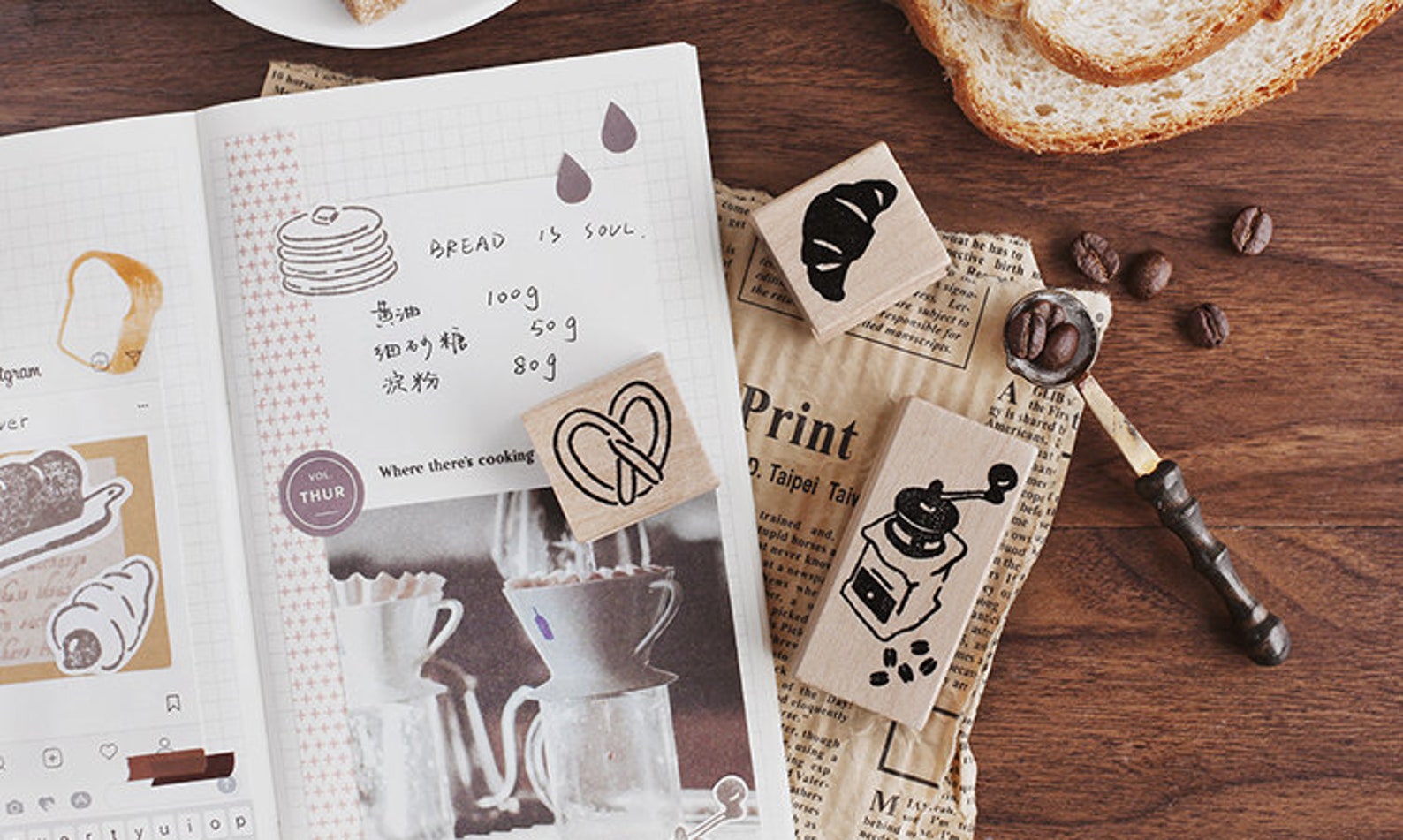 Bakery Wooden Stamp Set Bread Stamp Croissant Stamp Wood - Etsy