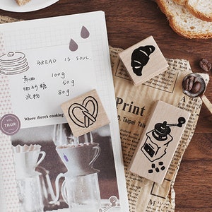 Bakery Wooden Stamp Set Bread Stamp Croissant Stamp Wood Rubber Seal ...