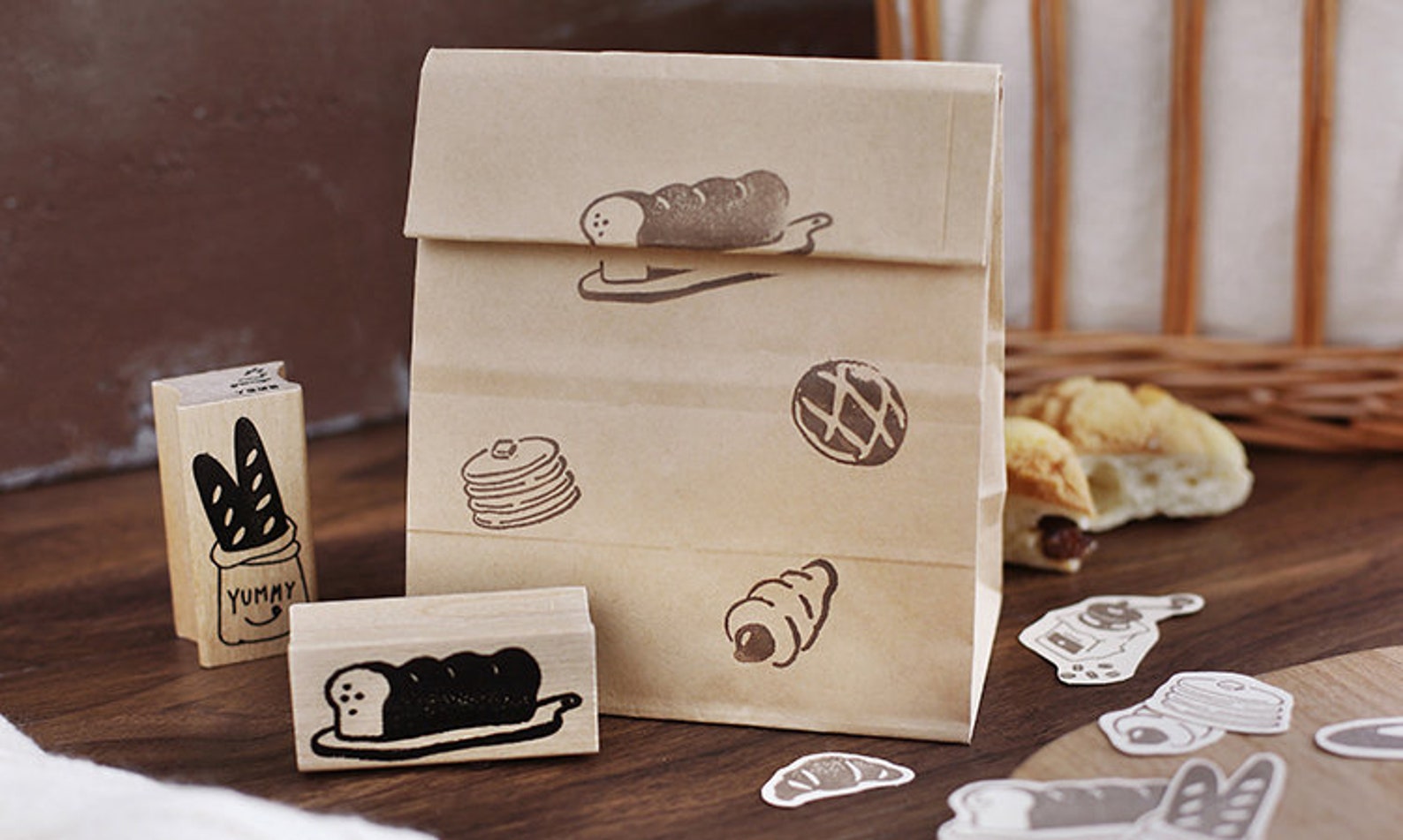 Bakery Wooden Stamp Set Bread Stamp Croissant Stamp Wood - Etsy