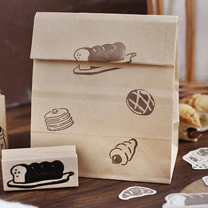 Bakery Wooden Stamp Set Bread Stamp Croissant Stamp Wood Rubber Seal ...