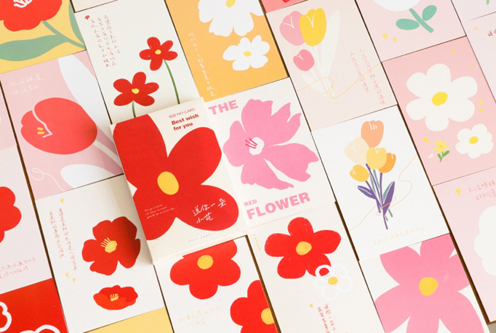 Little Red Flower Postcard Collection 30pc Yellow Flower | Etsy