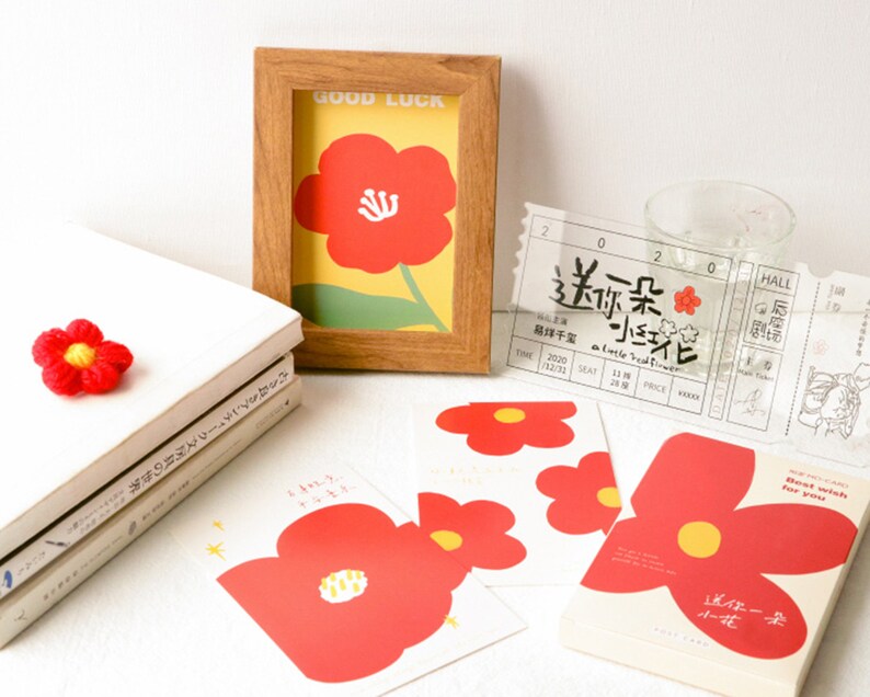 Little Red Flower Postcard Collection 30pc Yellow Flower | Etsy