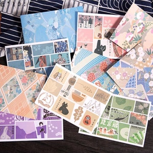 Retro Japan Stickers Box Fuji Little Sticker Ukiyo-e - Etsy