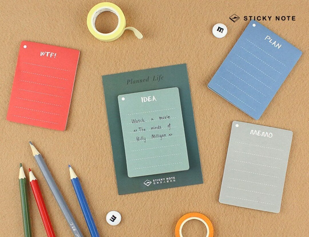 Four Colors Sticky Notes Set Idea Memo Note WTF Sticky Notes Pack Red ...