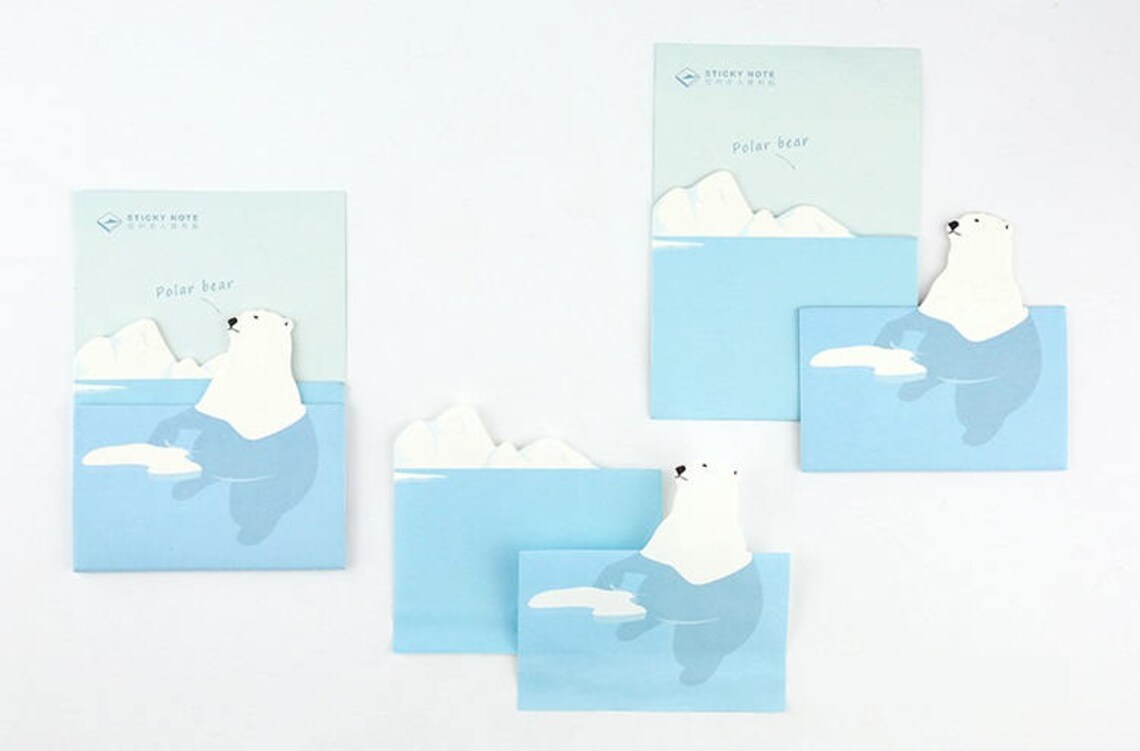 Polar Bear Sticky Notes Bear Memo Notes Cute Animal Sticky | Etsy UK