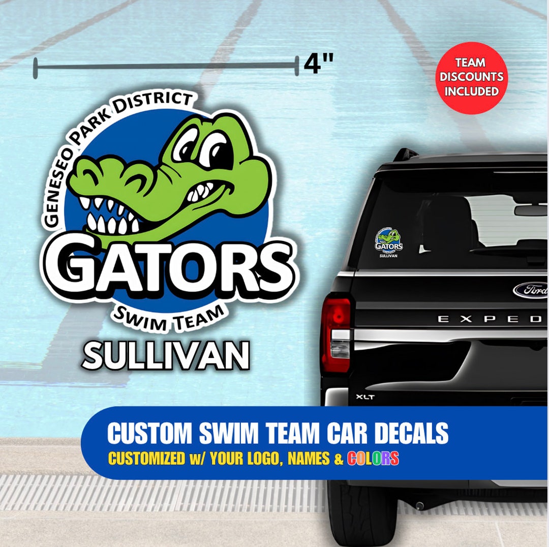 Custom Swim Team Car Window Decals & Stickers, Swim Team Gifts ...