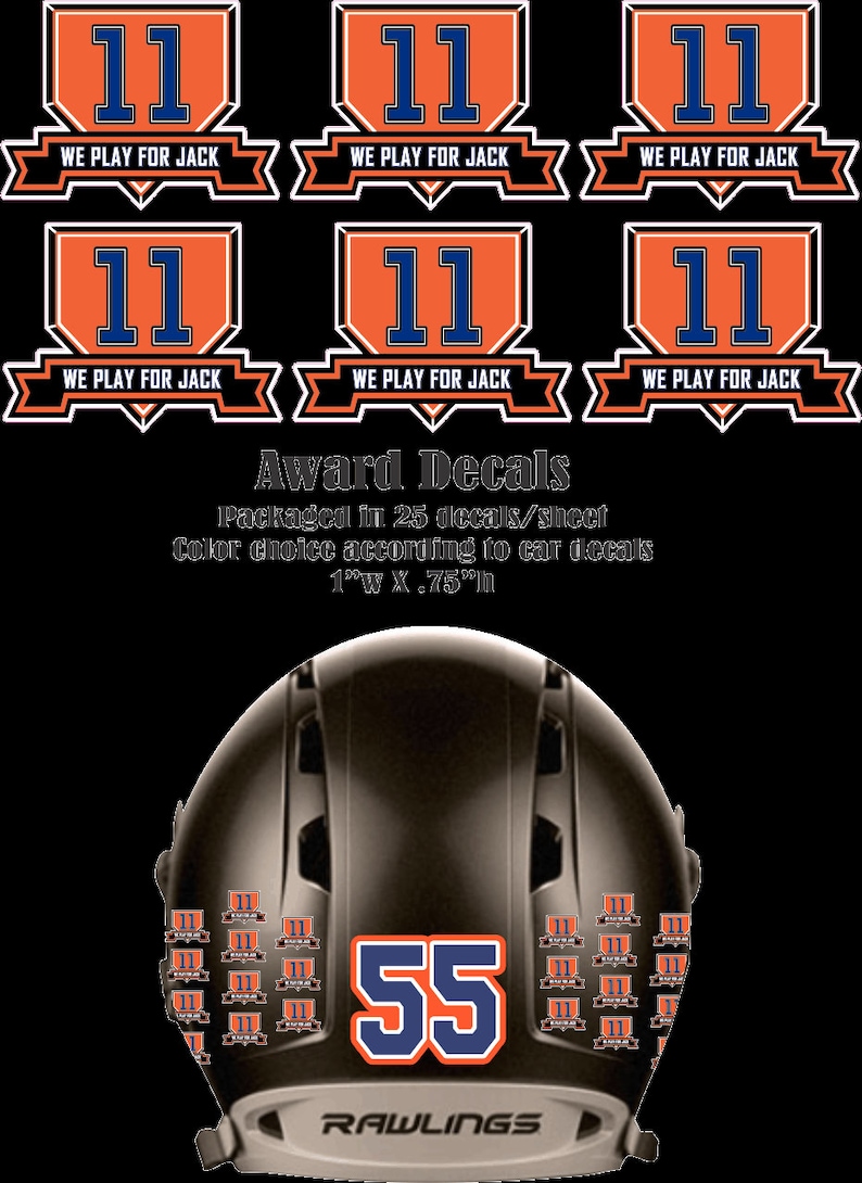 Sports Helmet Award Decals, Baseball, Hockey, Lacrosse, Football (sheet ...