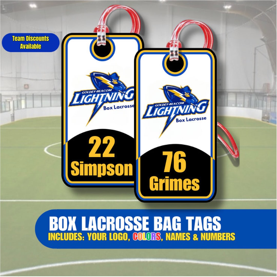 Custom Box Lacrosse Team Bag Tags | Designed W/ Team Logo, Colors ...