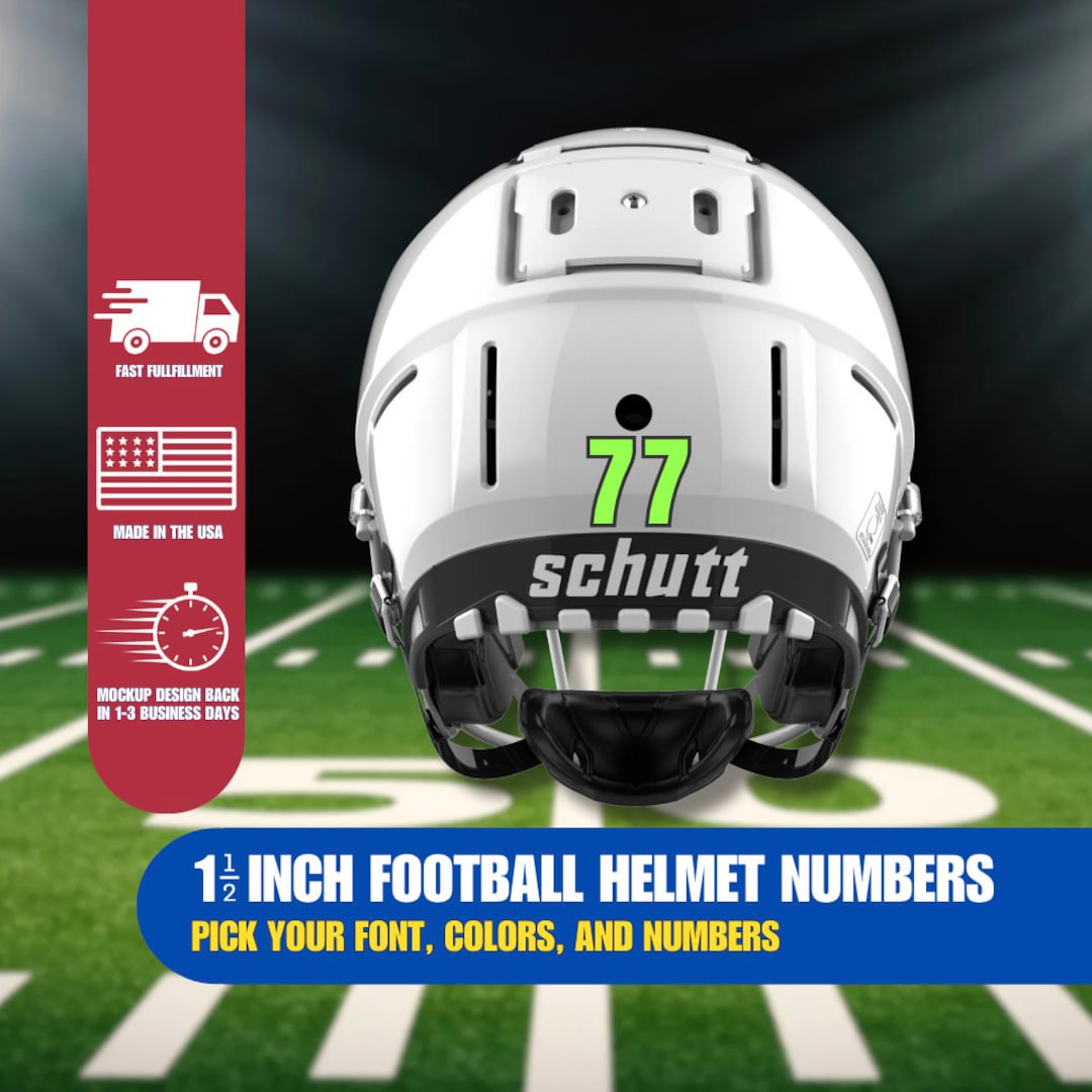 1 1/2 Inch Football Helmet Numbers, Football Gifts, Dye Cut, Tough ...