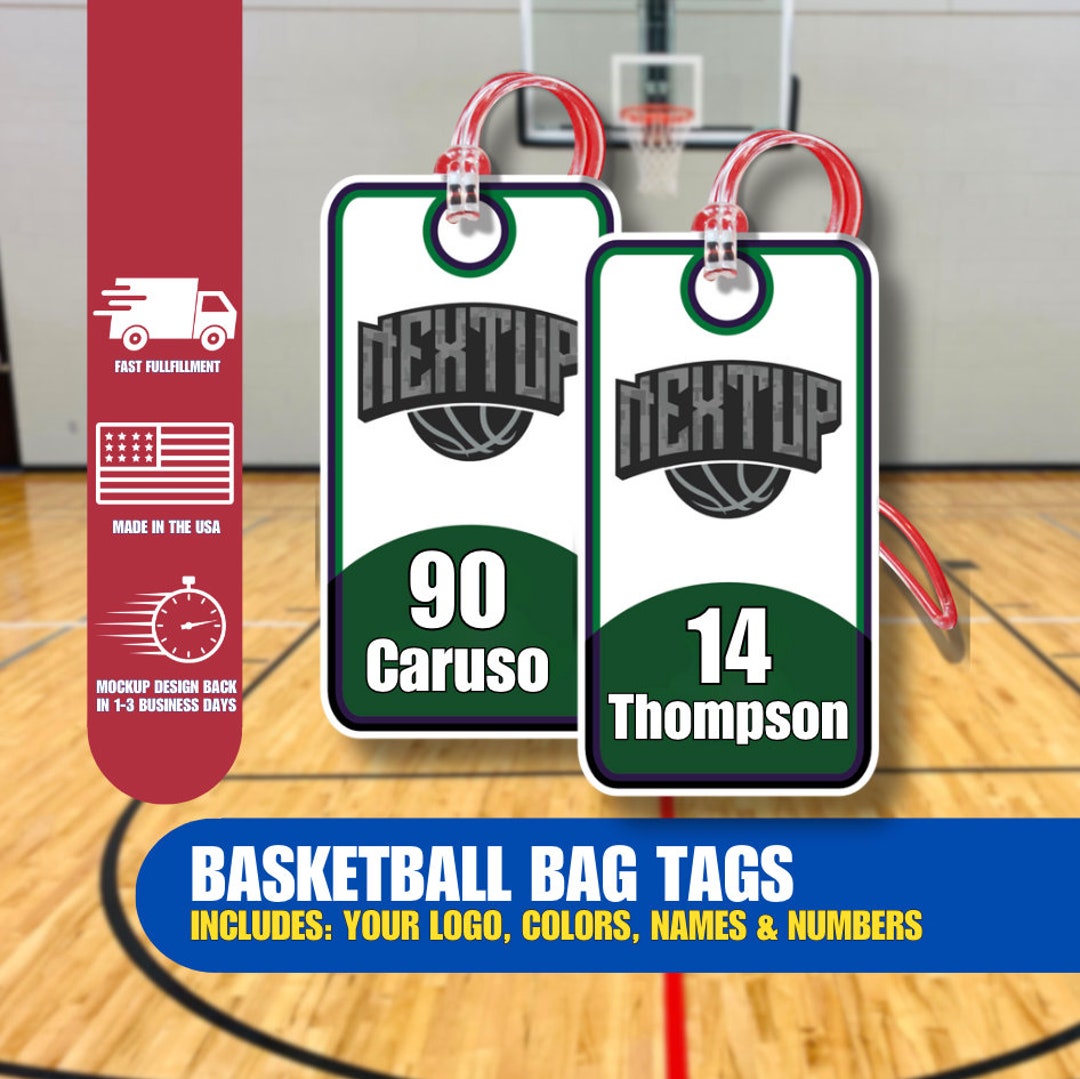 Custom Basketball Team Bag Tags | Designed W/ Team Logo, Colors, Names ...