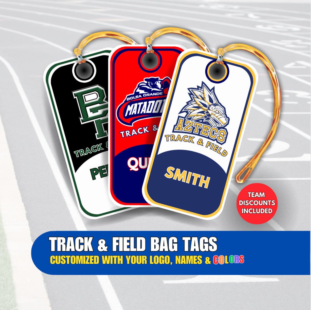 Track and Field Bag Tags, Customized With Your Logo, Colors, and Names ...