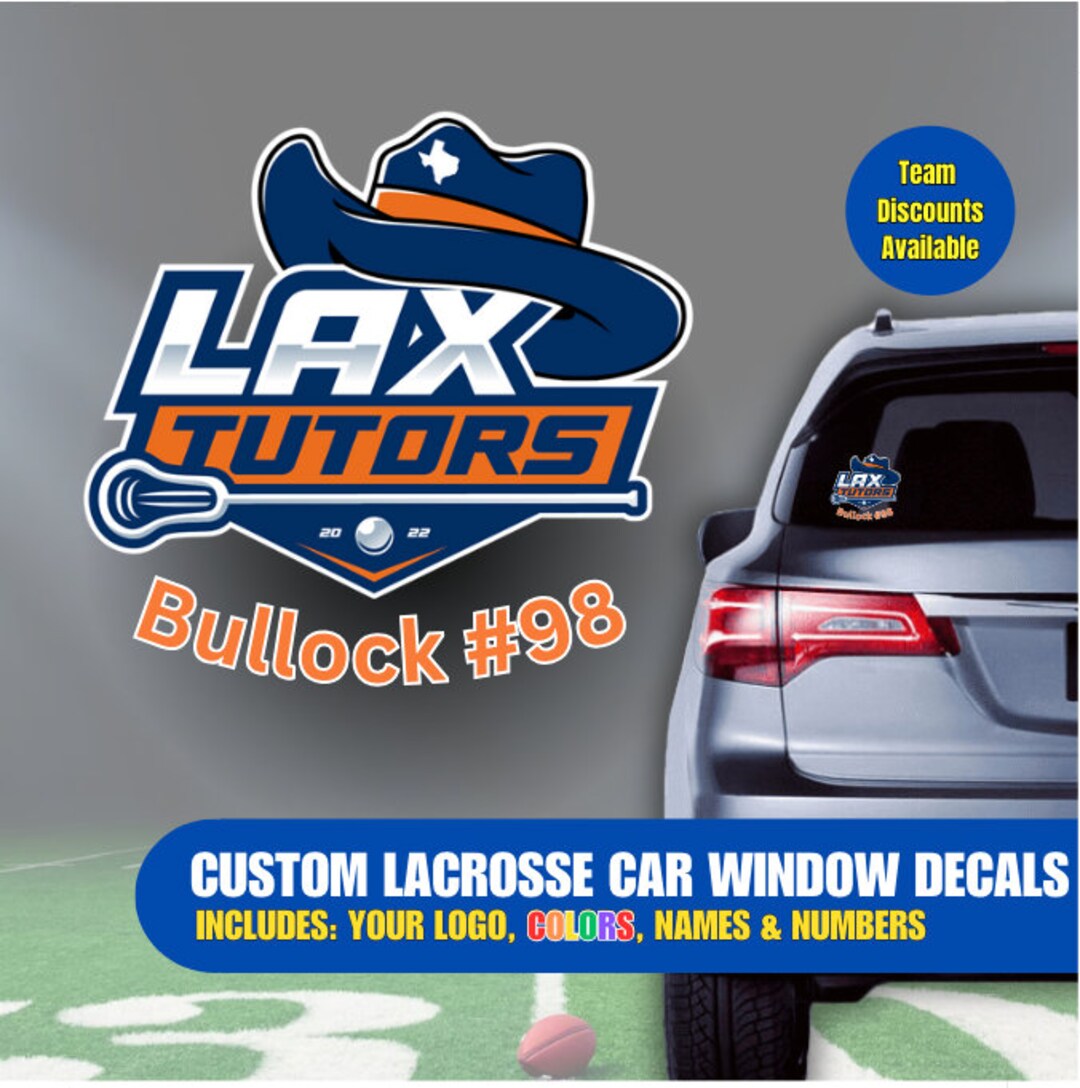 Custom Lacrosse Car Window Decals & Stickers, Lacrosse Team Gifts ...