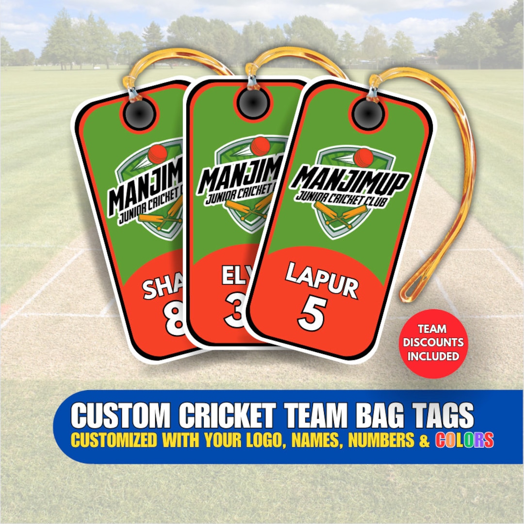 Custom Cricket Bag Tags, Customized Cricket Gifts W/ Your Logo, Colors ...