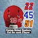 Custom 1 1/2 Inch Individual Helmet Numbers Dye Cut for Each Player ...