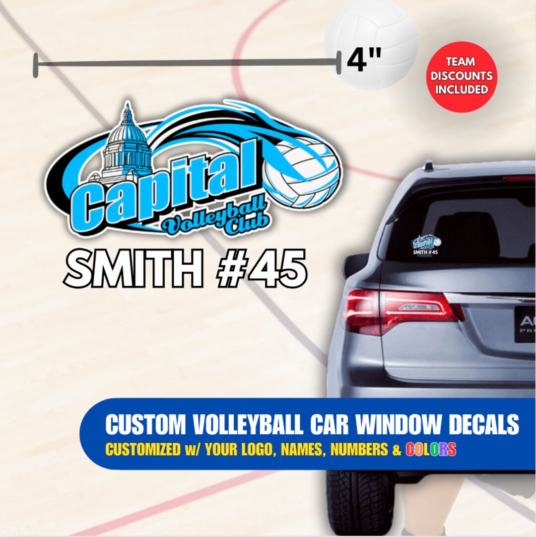 Custom Volleyball Car Window Decals & Stickers, Volleyball Team Gifts ...