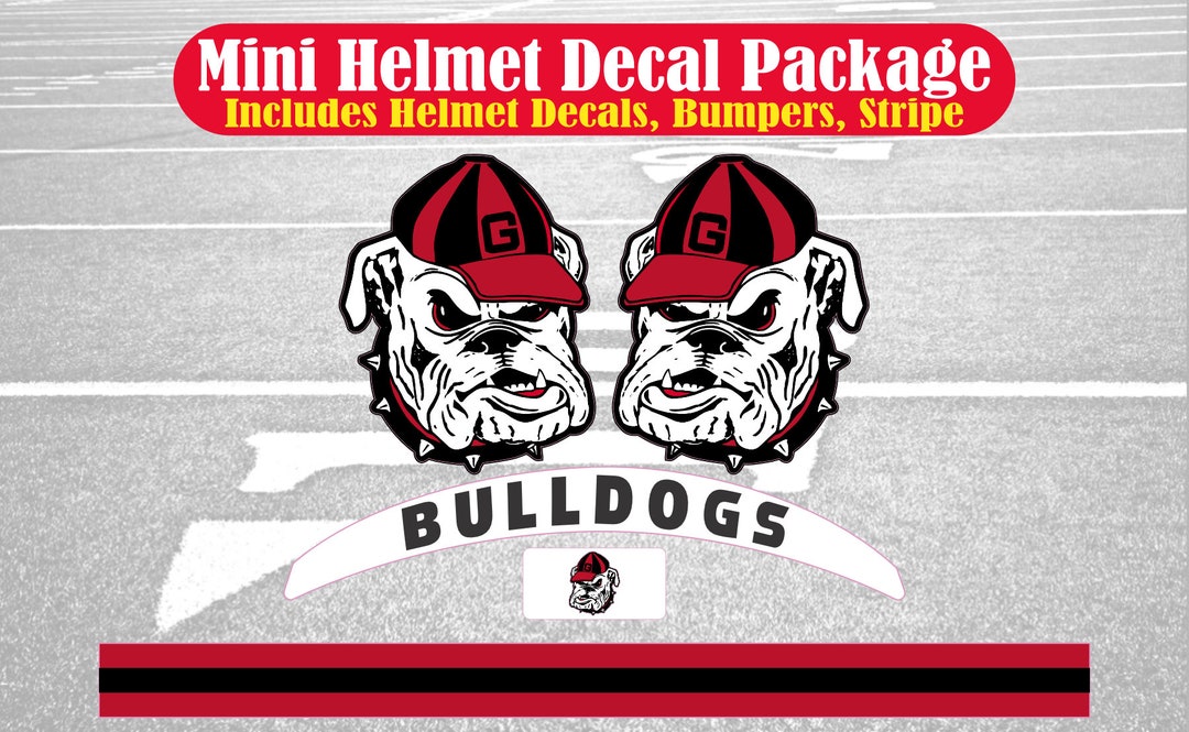 Georgia Mini Football Custom Helmet Decal Sticker Package, Side Helmet ...