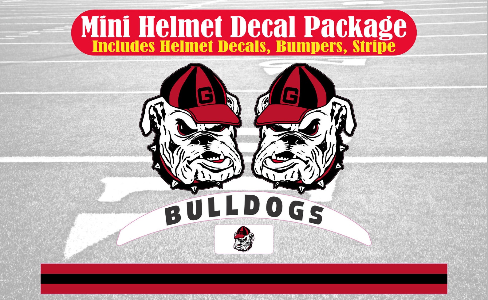 Georgia Mini Football Custom Helmet Decal Sticker Package, Side Helmet ...