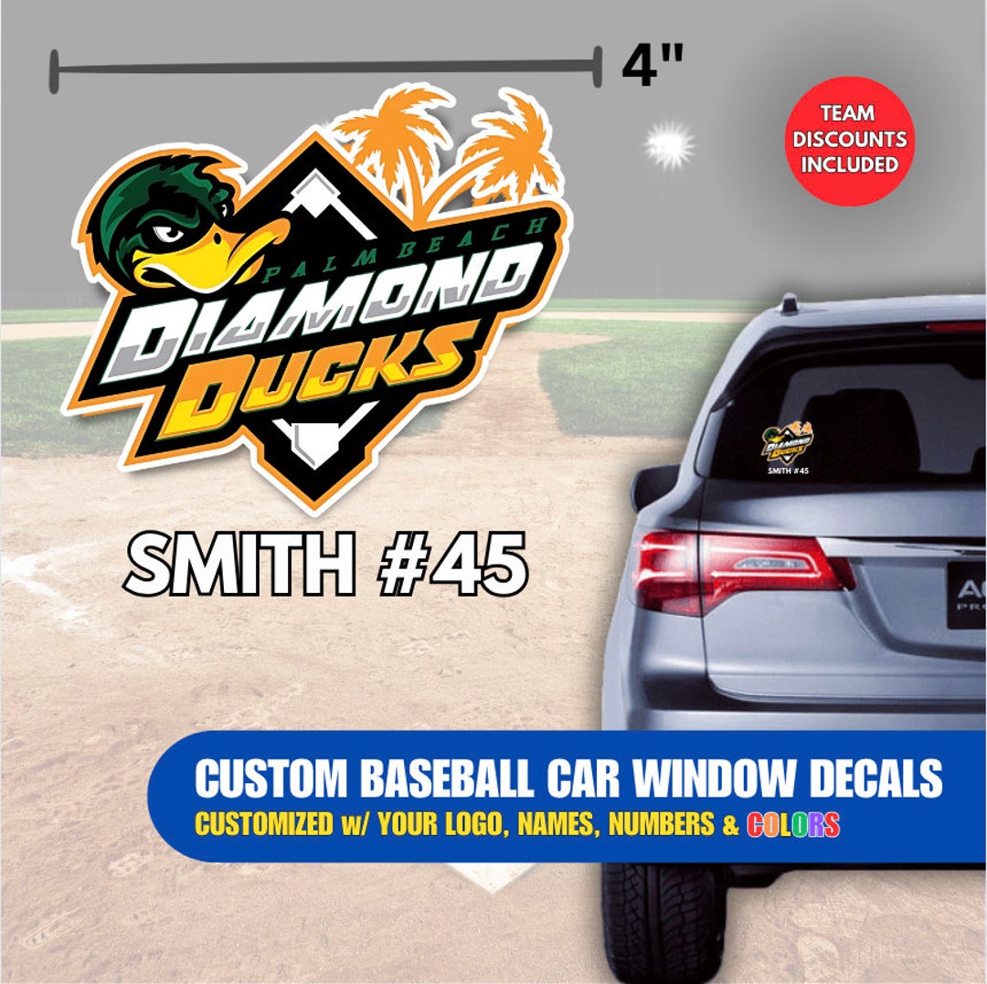 Baseball Car Window Decals & Stickers, Baseball Team Gifts, Includes ...